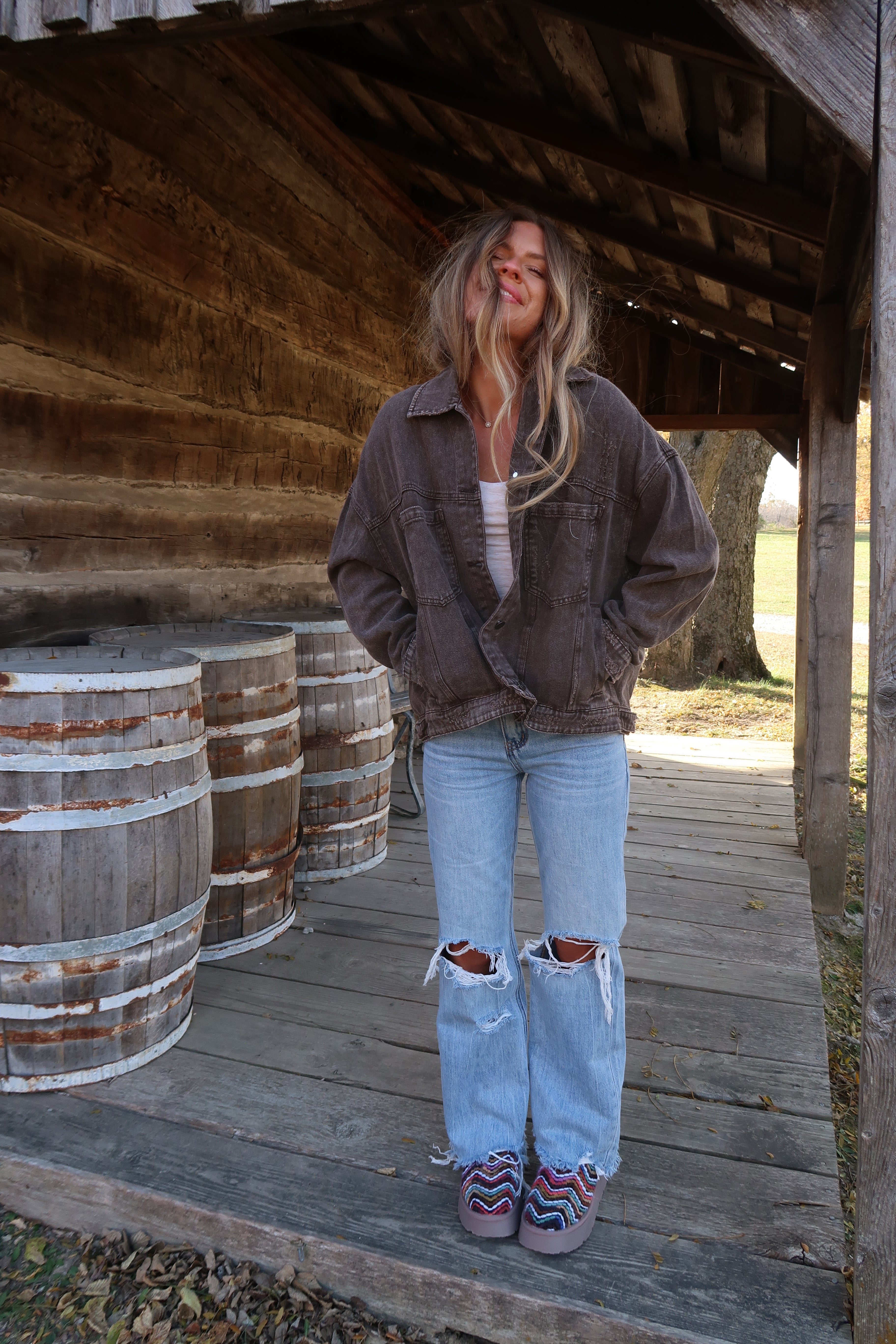 Coffee Bean Denim Jacket – Maddy Jae